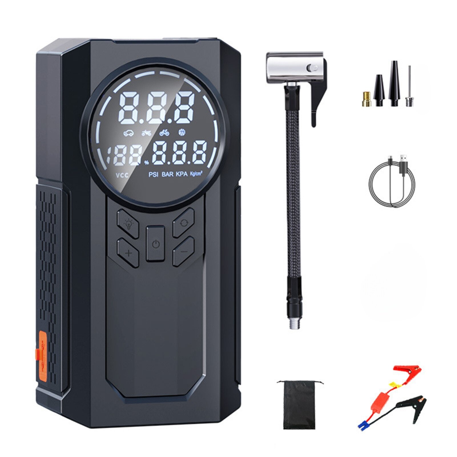 Переносной стартер с воздушным компрессором 8000mAh аккумулятор для автомобиля стартер-батарейный пакет 150PSI надуватель шин 12V пакет для подзарядки автомобильной батареи с LED-дисплеем