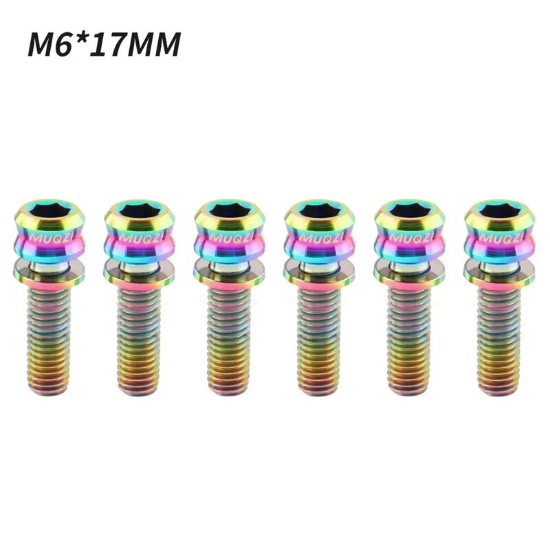 MUQZI 2/4/6 шт. титановые болты для дискового тормоза MTB велосипедный тормозной суппорт винт с шайбой M6x17 M6x19 болты для кривошипа