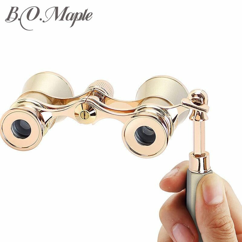 Бинокль театральный с ручкой, 3х увеличение, многослойное покрытие линз, регулировка расстояния между зрачками, центральный способ фокусировки, с чехлом