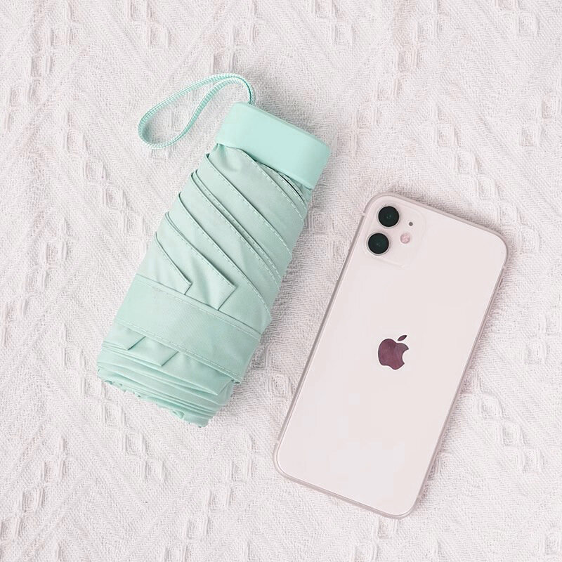 Зонт, плоский, мини, ультралегкий, солнцезащитный, виниловый, фруктово-зелёный, 60% скидка