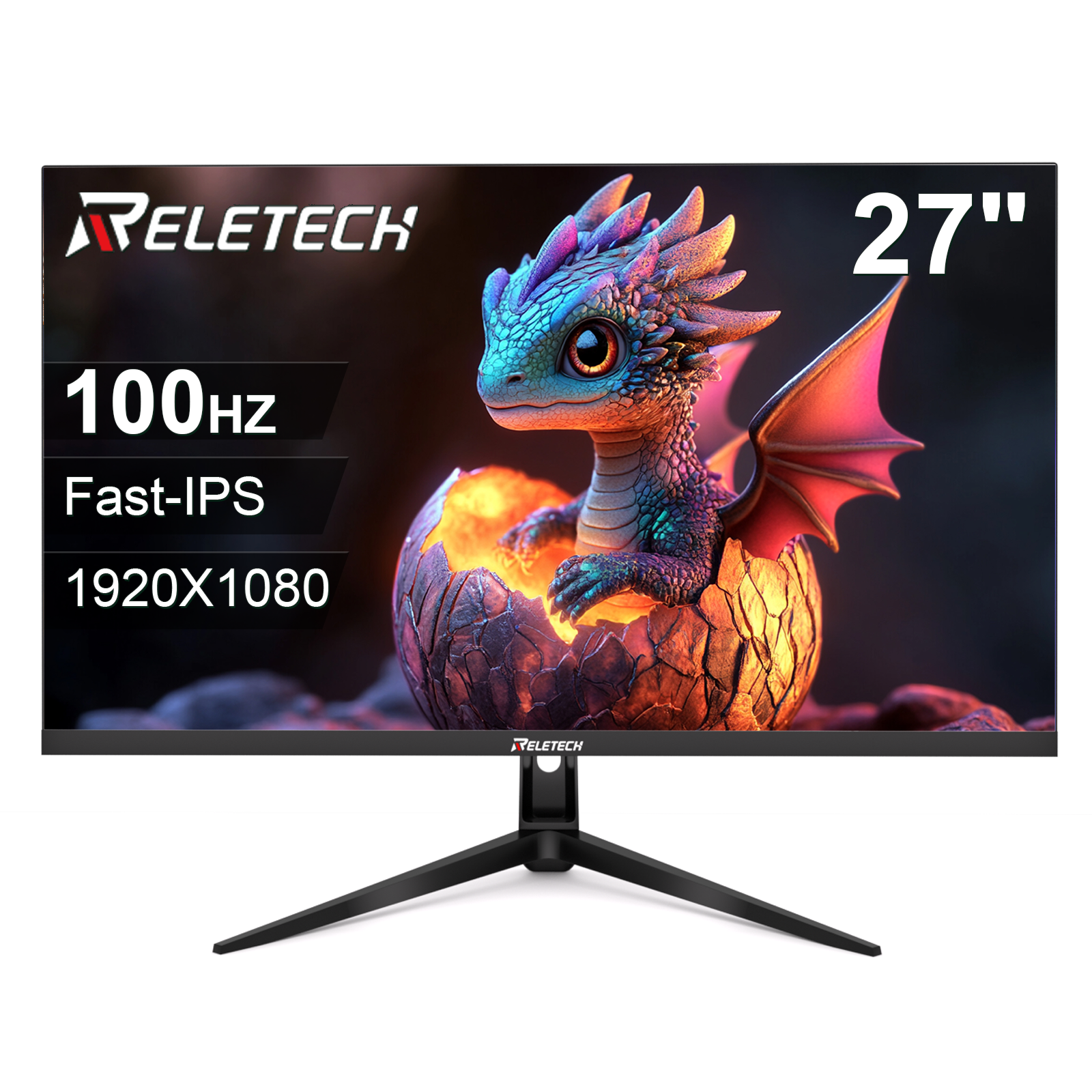 Монитор игровой Reletech 27 " 100 Гц, Fast-IPS, 1ms, 1920x1080, плоский, HDMI+VGA, FreeSync, для компьютера, R27 Core