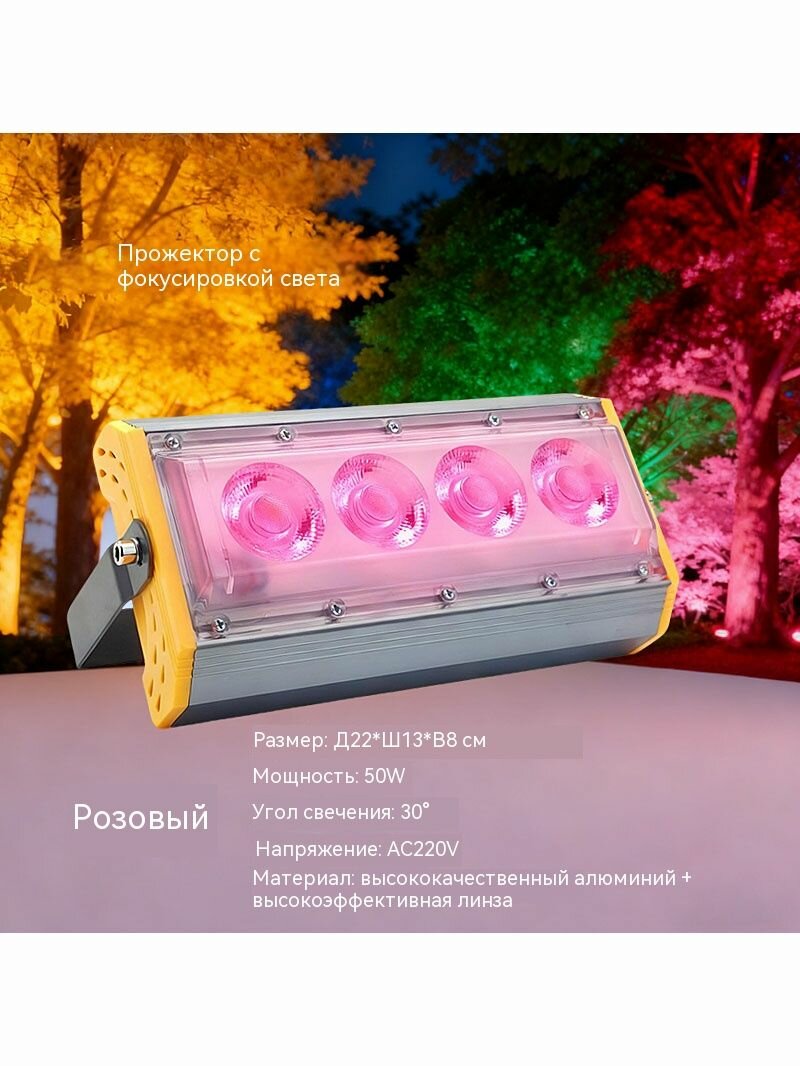 Прожектор LJHI, розовый, COB, встроенный, LED, IP65, настенное крепление