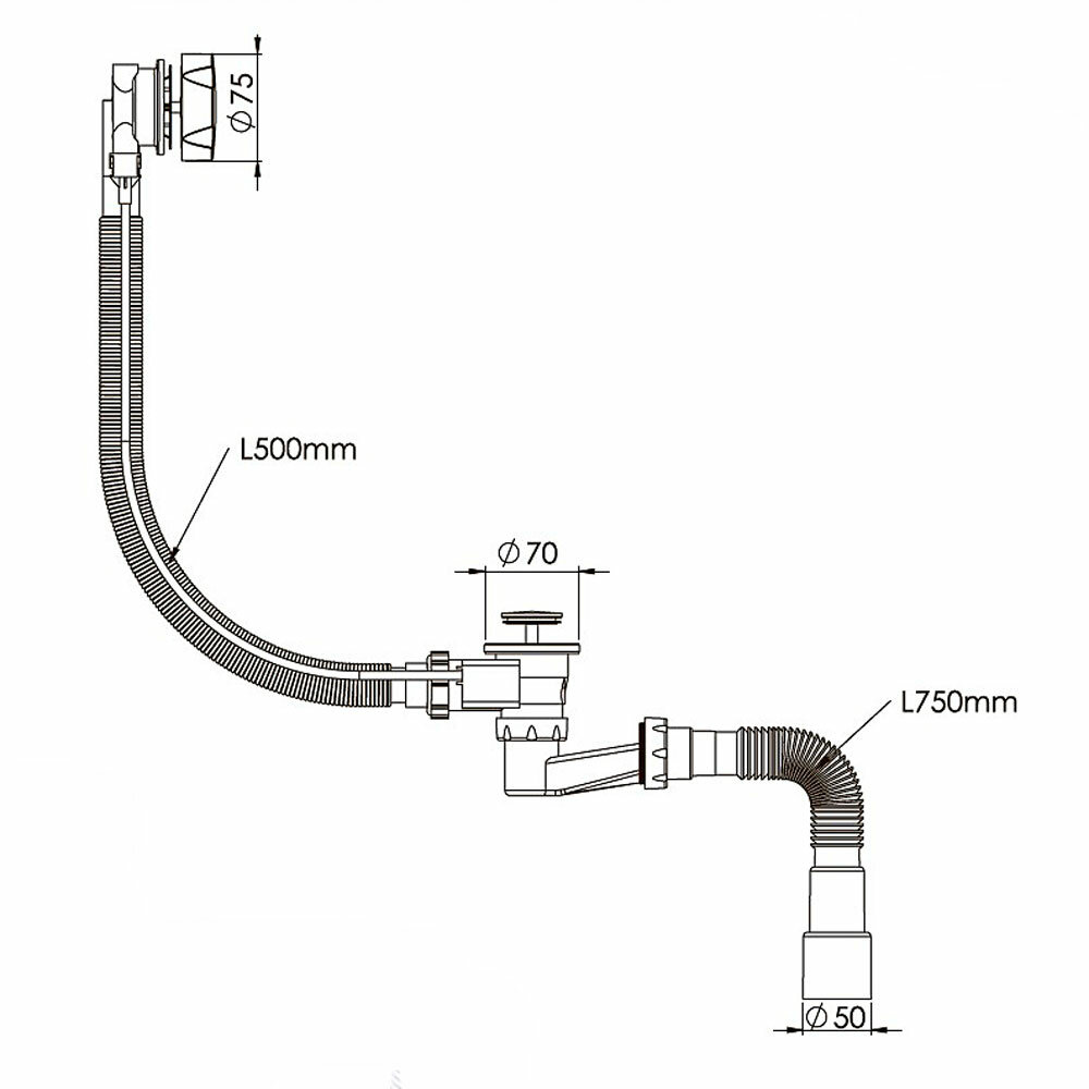 Сифон 1451, автоматический, ванный, межосевое расстояние 48см