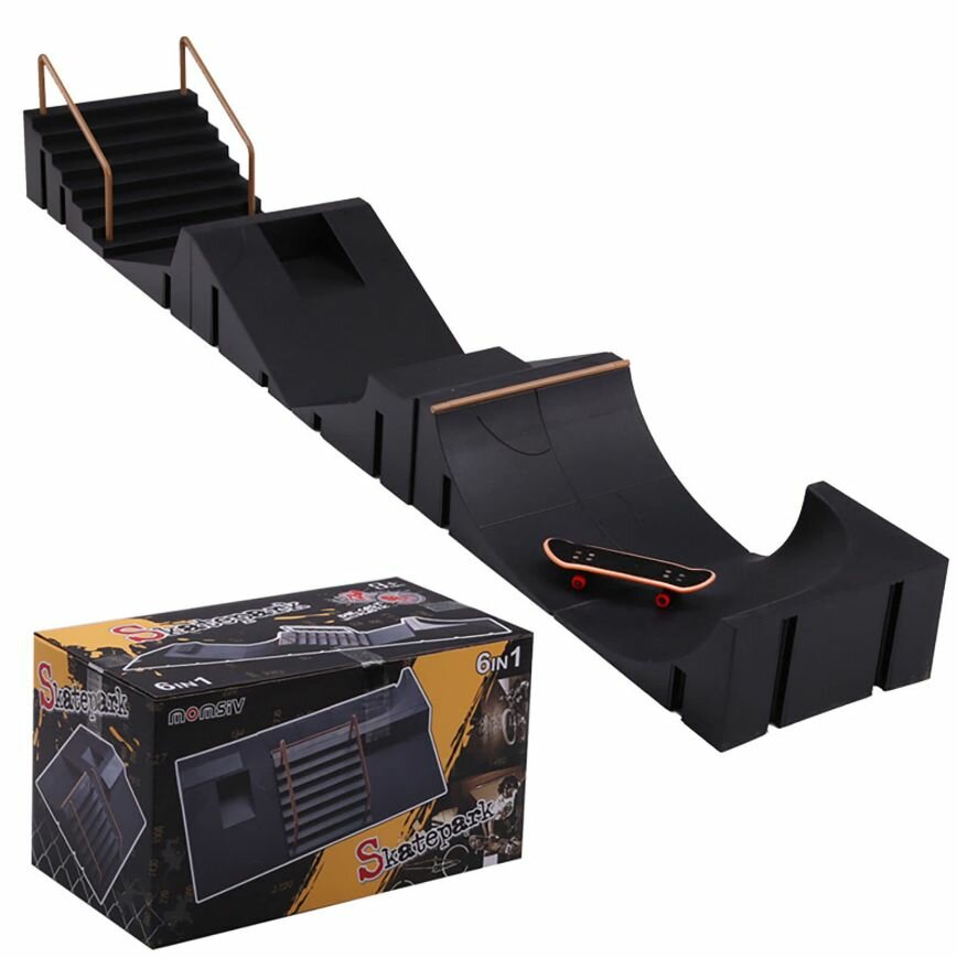 Скейтборд для пальцев, набор рамп, скейтпарк 6 в 1, Фингерборд, фингерпарк, подарок на новый год