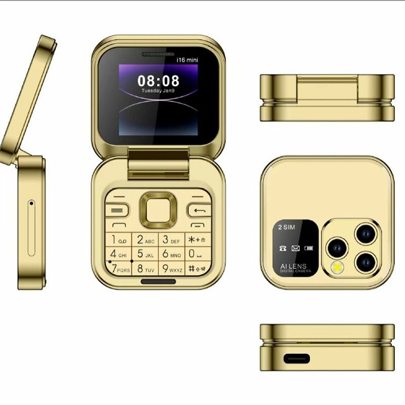 Мини-складной мобильный телефон 2G GSM с двумя SIM-картами, быстрый набор, воспроизведение видео, вызов, разъем 3,5 мм, FM-радио, подарок для детей и студентов