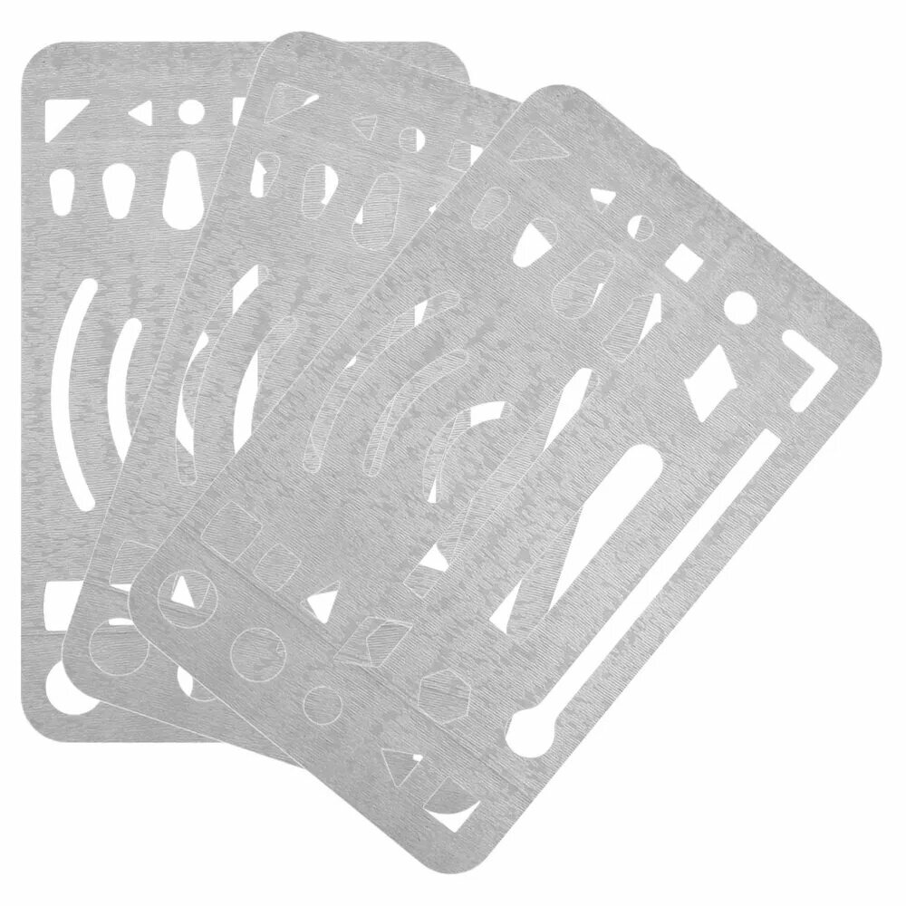 Ластики из нержавеющей стали с трафаретом для черчения и художественного рисования, набор 3 шт