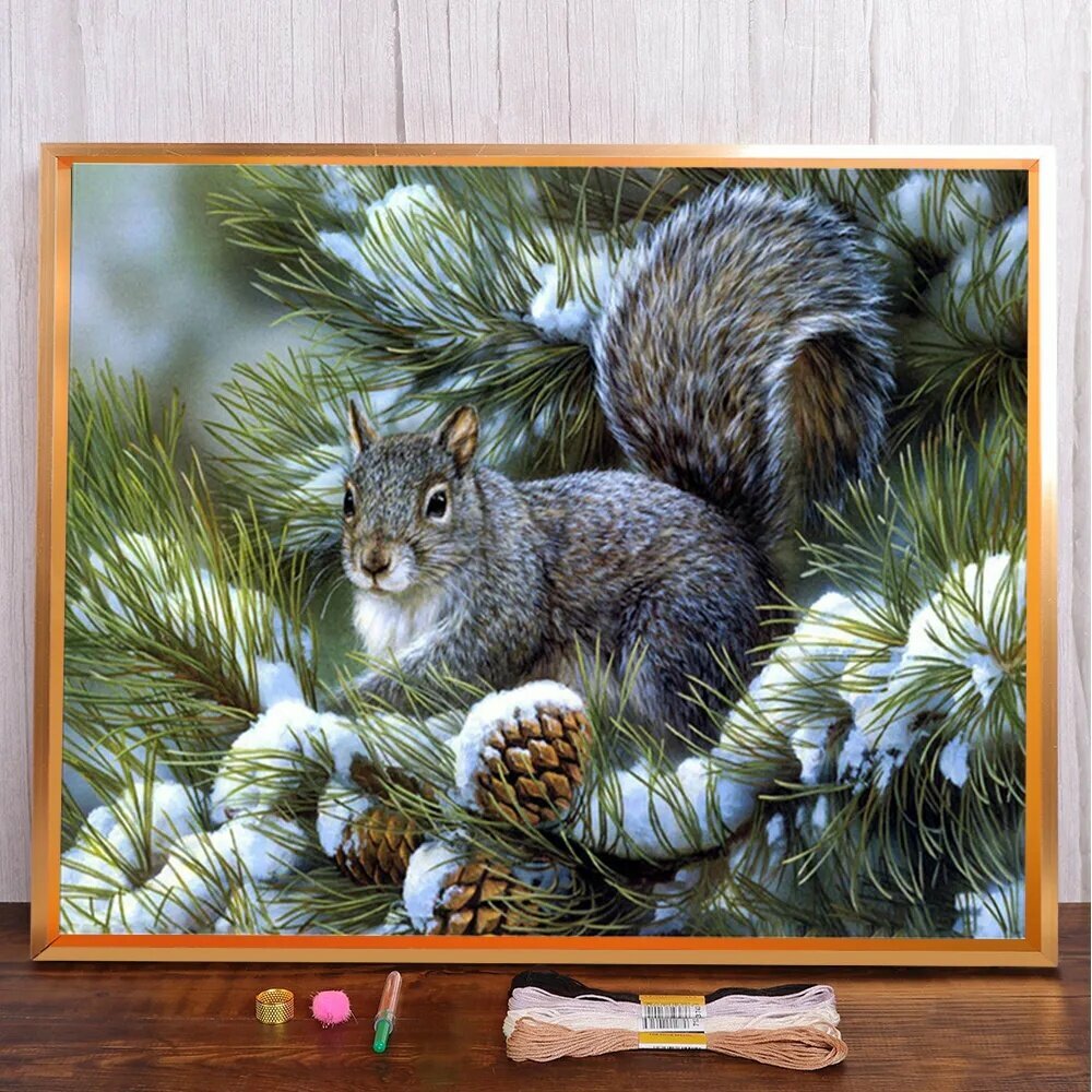 MEIAN Набор для вышивания,40x30CM,14CT, Белка на сосне