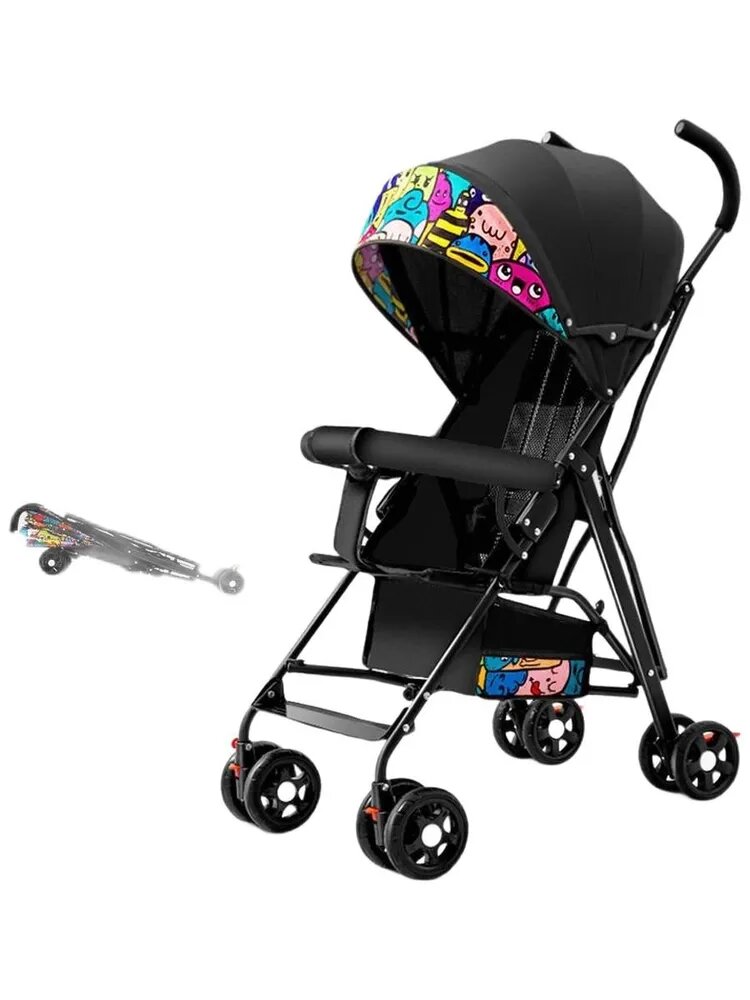 Коляска прогулочная, Легкая складная коляска, Нагрузка: 25 кг, Вес нетто: 3, 7 кг, черный