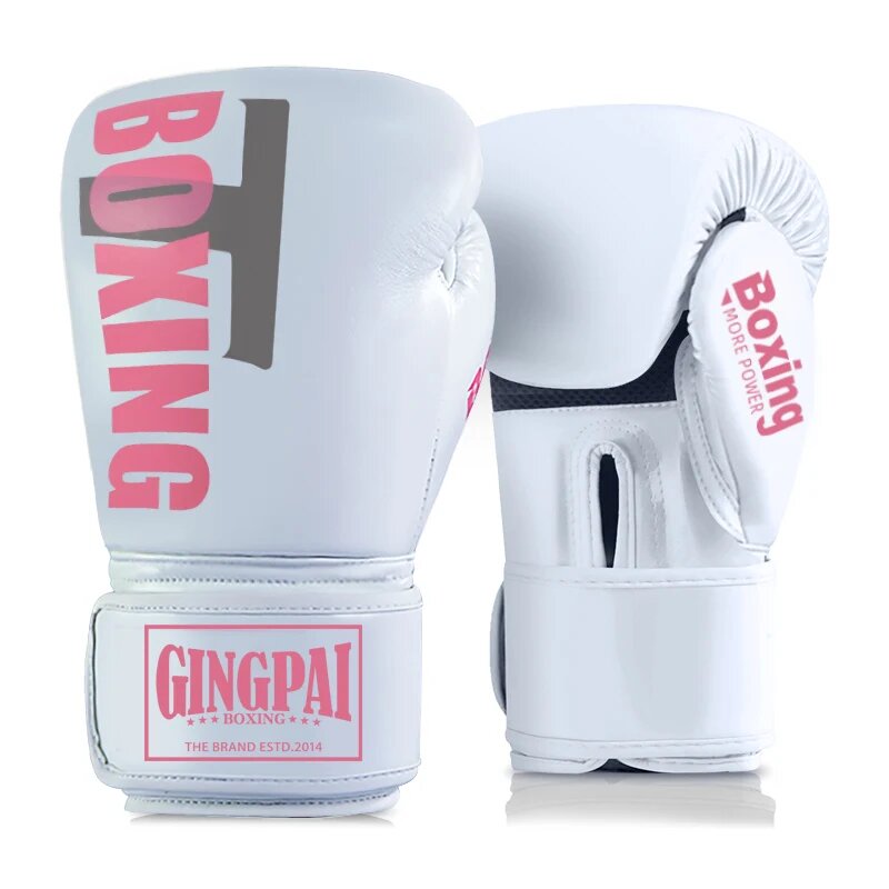 Боксерские перчатки GINGPAI SPORT 6-12 унций 12oz, T-BX White