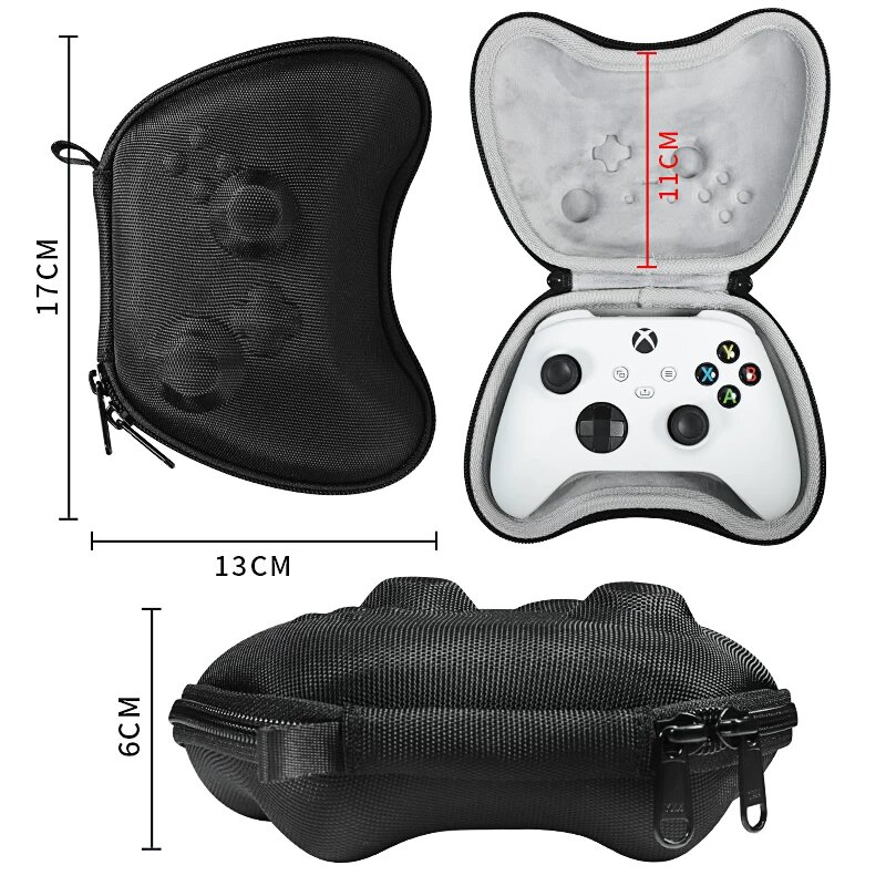 Компактный ударопрочный чехол для контроллеров Xbox One/Series X/SX/Elite 2 - черный, малый размер, портативный чехол