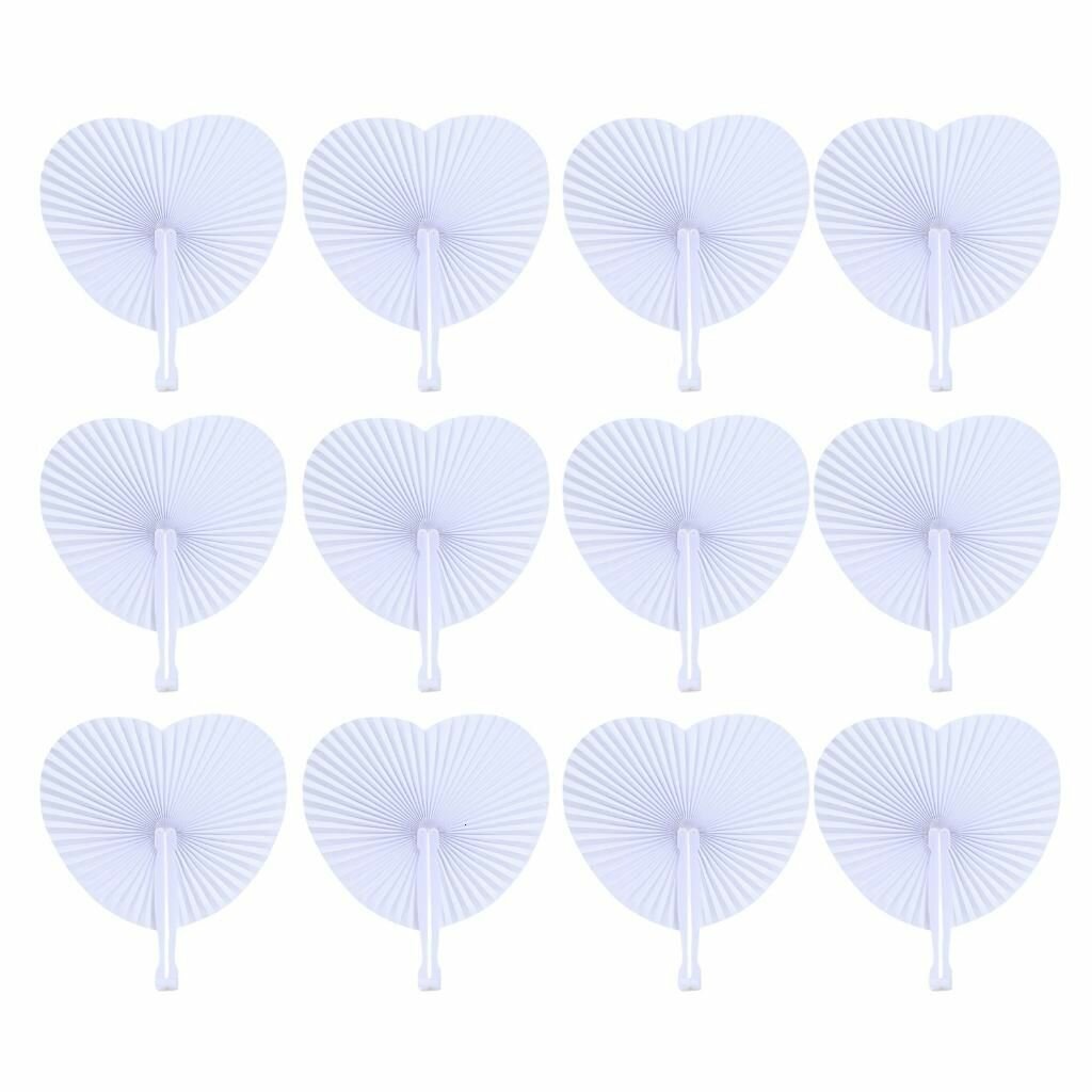 Веер свадебный складной бумажный белый 12шт