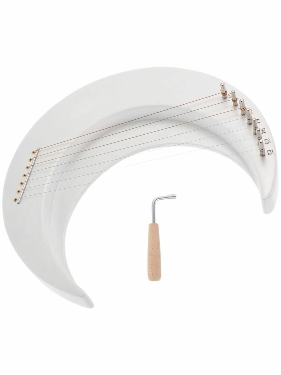 Белая Деревянная Лира С 7 Струнами В Форме Луны, С Металлическим Ключом Для Настройки, Для Домашнего Использования