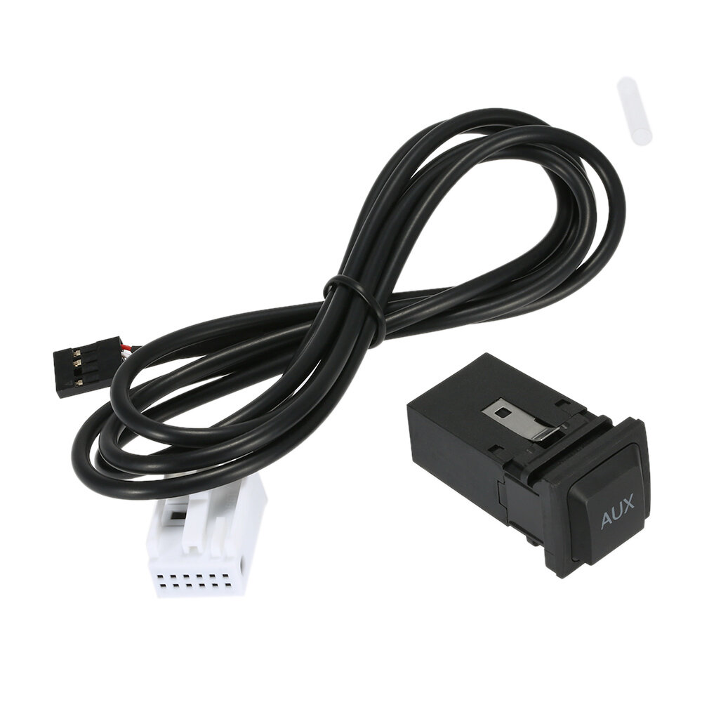 Розетка переключателя разъема AUX In для VW Passat B6 B7 CC Touran POLO Facelift RCD510+/310+, черный, пластик + металл, длина кабеля 1.4м, комплект: 1 розетка AUX In, 1 подключающий кабель