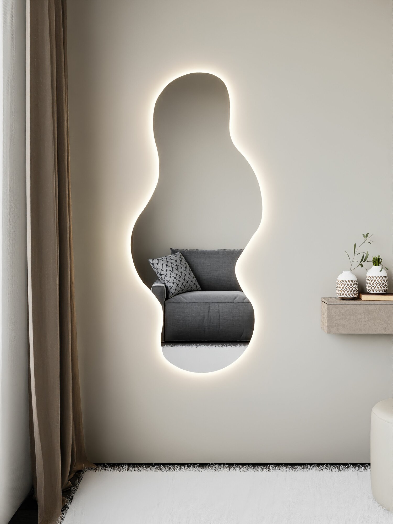 Зеркало настенное 150х65 см. BLX MIRROR М2 фигурное с подсветкой нейтральный свет 4500К