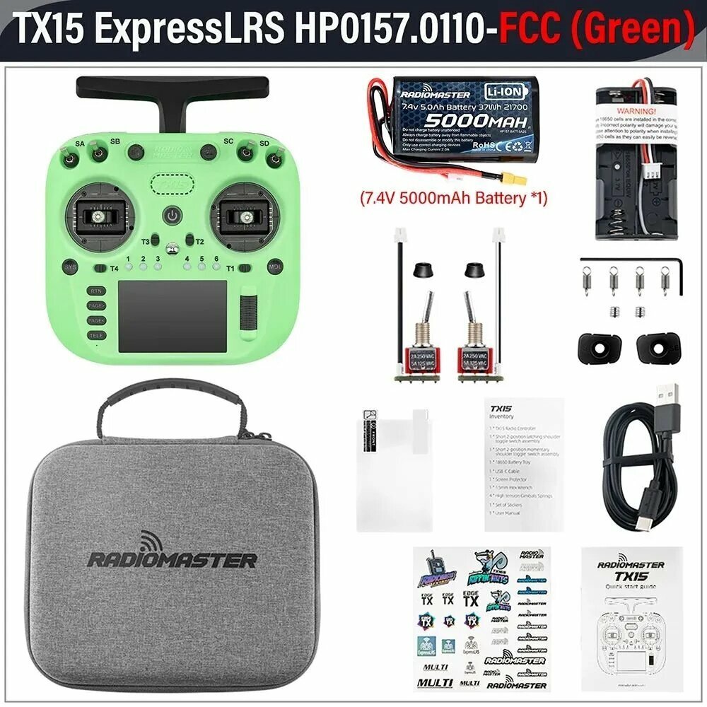 RadioMaster TX15 - 16 каналов, экран 3.5" IPS. ELRS 2.4ГГц, джойстики Hall, вентилятор