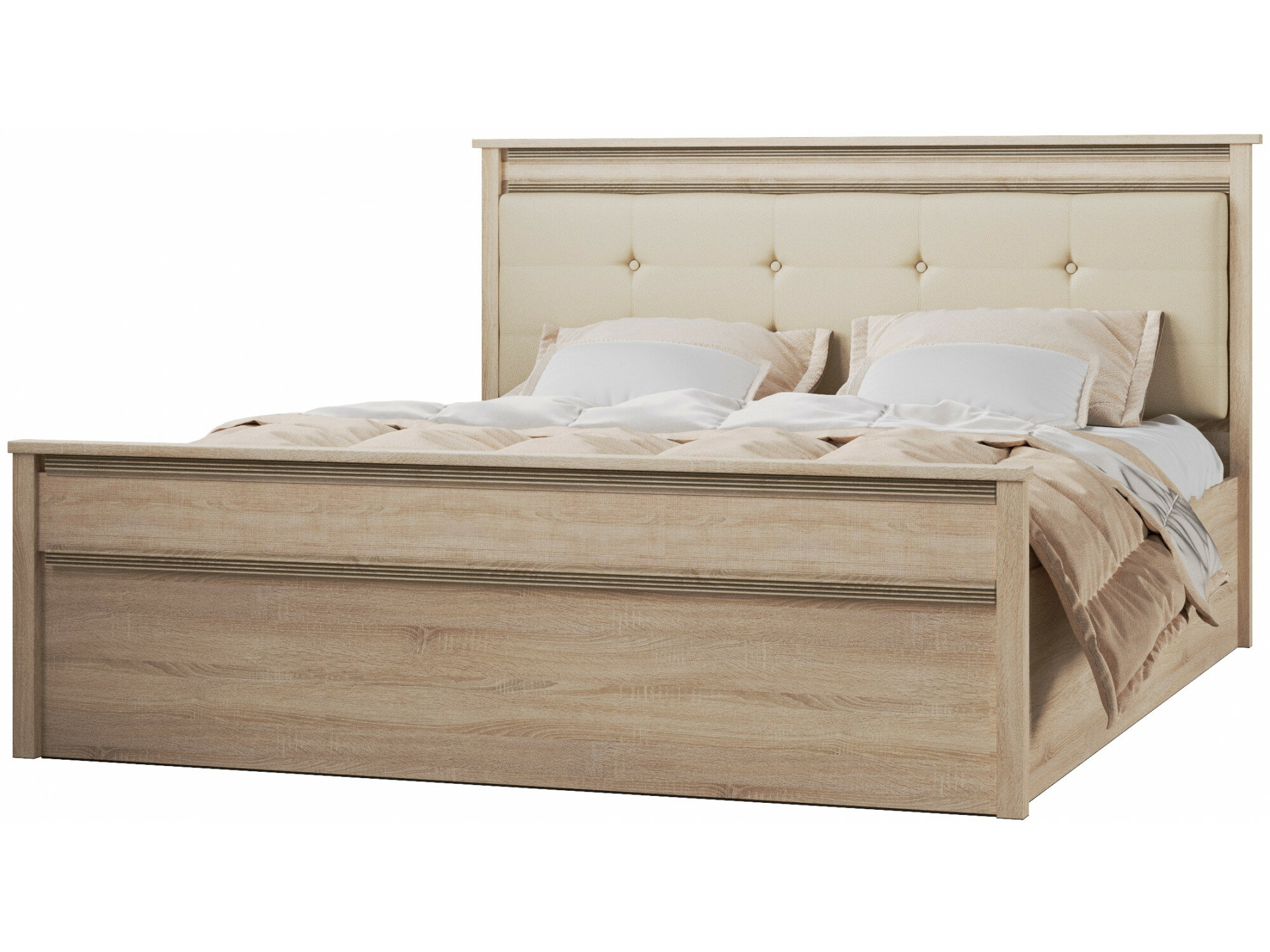 Кровать 160 с настилом ДСП 2С в классическом стиле, Дуб сонома