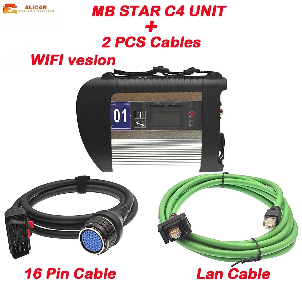 WIFI DOIP версия MB STAR C4 SD Connect мультиплексор Obd2 диагностическое устройство инструмент ремонт автомобиля автомобили грузовики запчасти аксессуары unit with 2cable