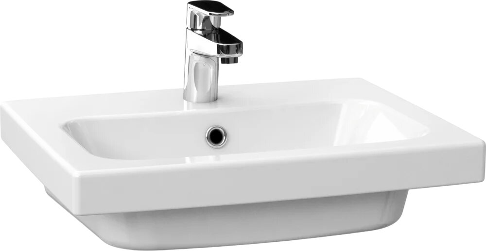Мебельная раковина Cersanit Colour COL 50 подвесная, фарфоровая, раковина для ванной, со сливом-переливом, белая, прямоугольная