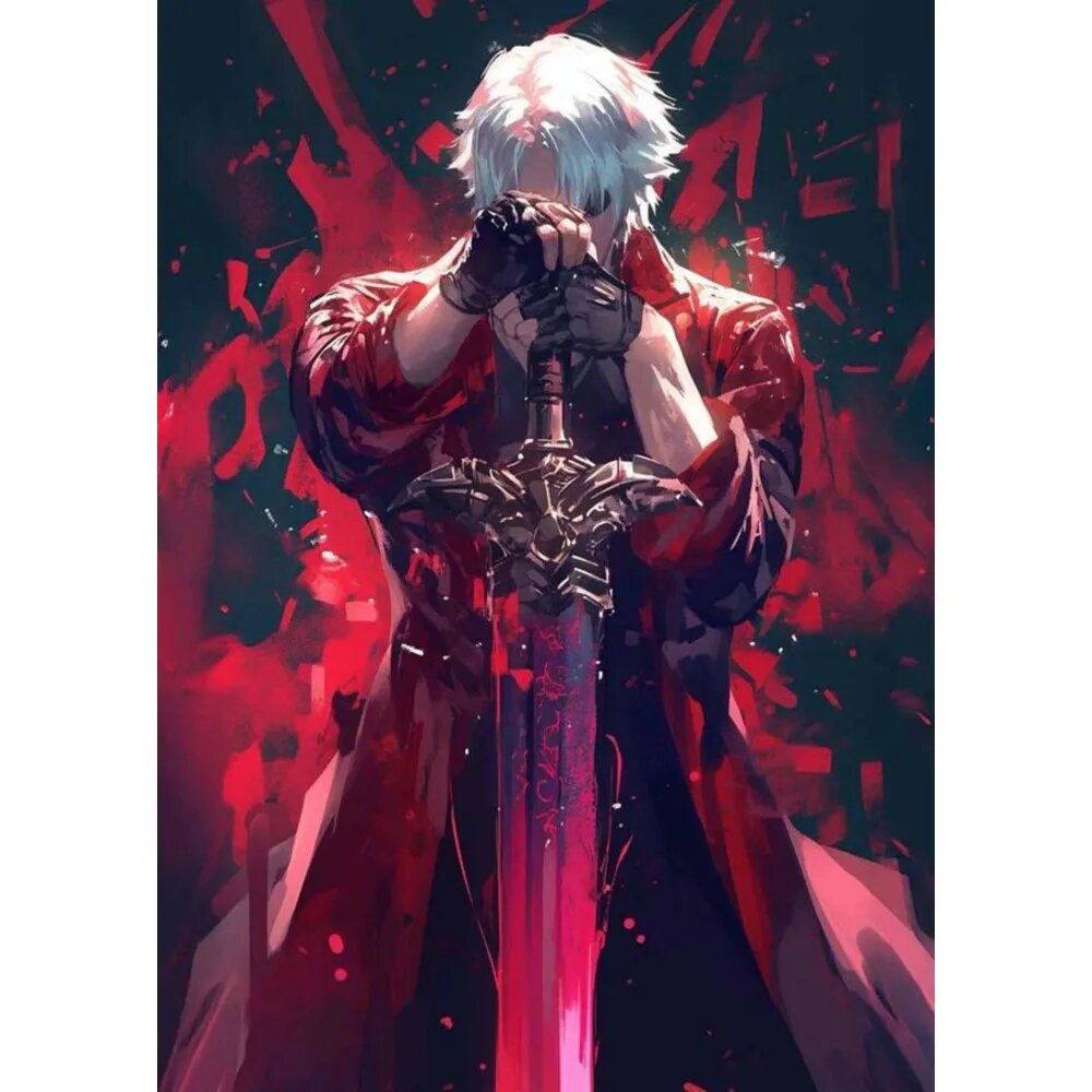 Алмазная Мозаика "Devil May Cry Игра Данте" 40х50 См Алмазная Вышивка / Картина Стразами Подарков / Украшения