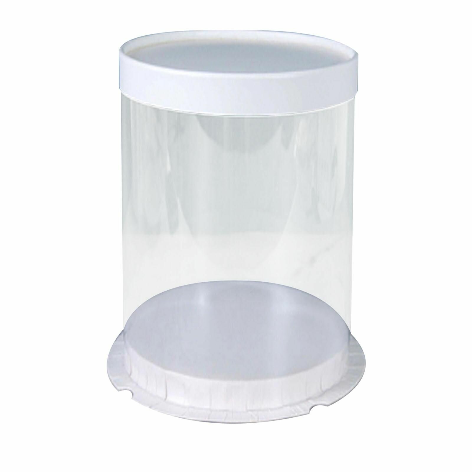 Прозрачная круглая коробка для подарков, Белый - Три слоя