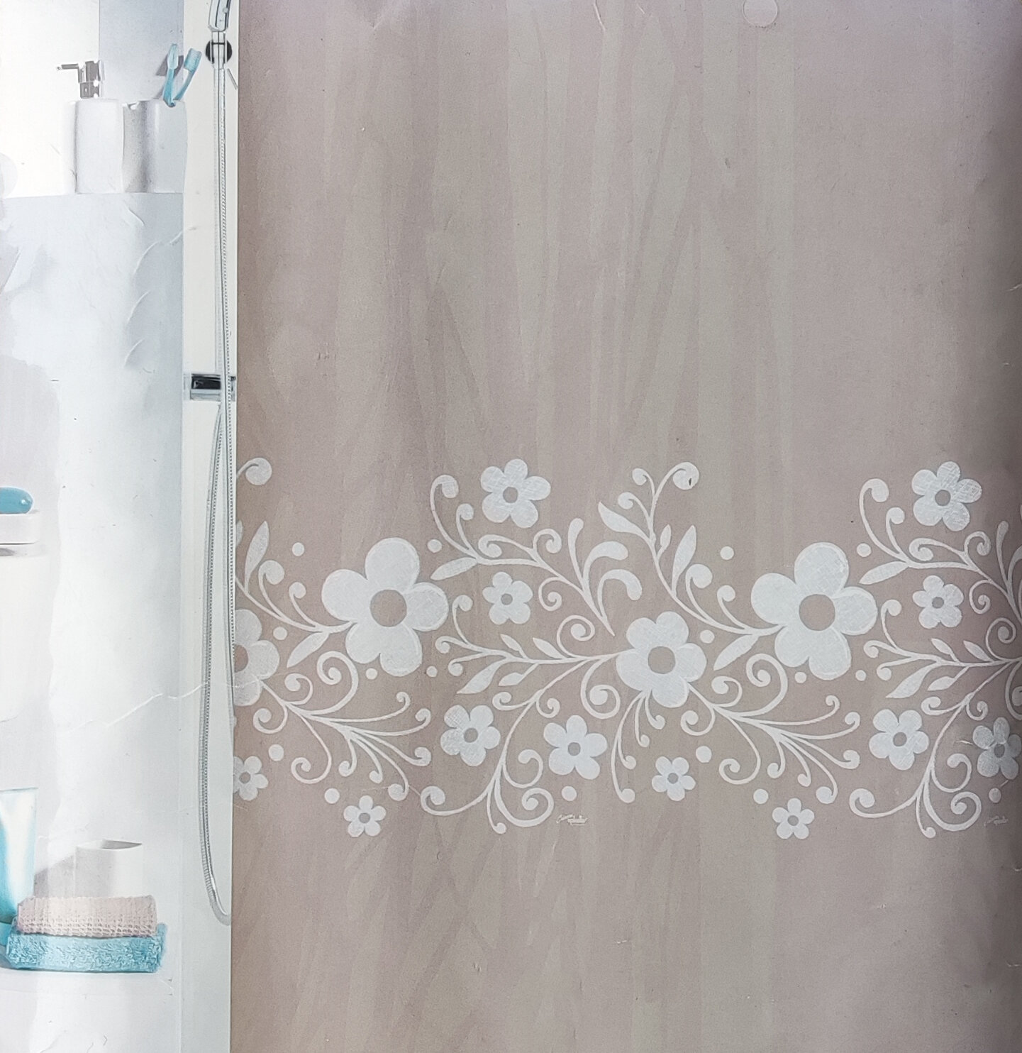 Штора для ванной Spirella Vanessa, 240x180см, текстиль, бежевый 1013291