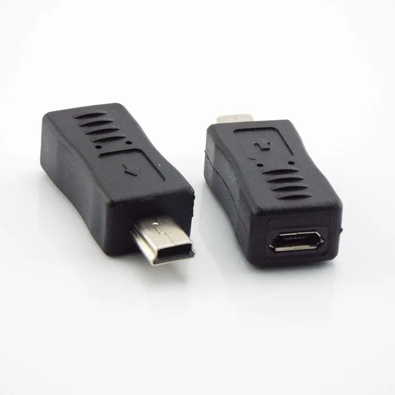 Черный адаптер Micro USB на Mini USB