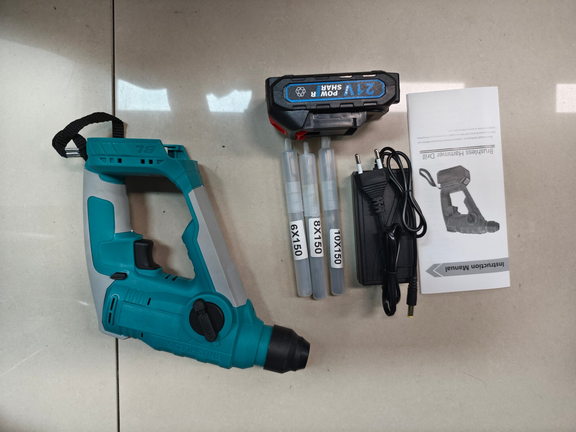 Бесщеточный электроперфоратор 21 В, 4000 уд/мин, 2,0 Дж, беспроводной, точный пуск и максимальный контроль крутящего момента, светодиодная подсветка, для сверления стали, бетона, дерева, вилка европейского стандарта, аккумулятор 1 2000 мАч.