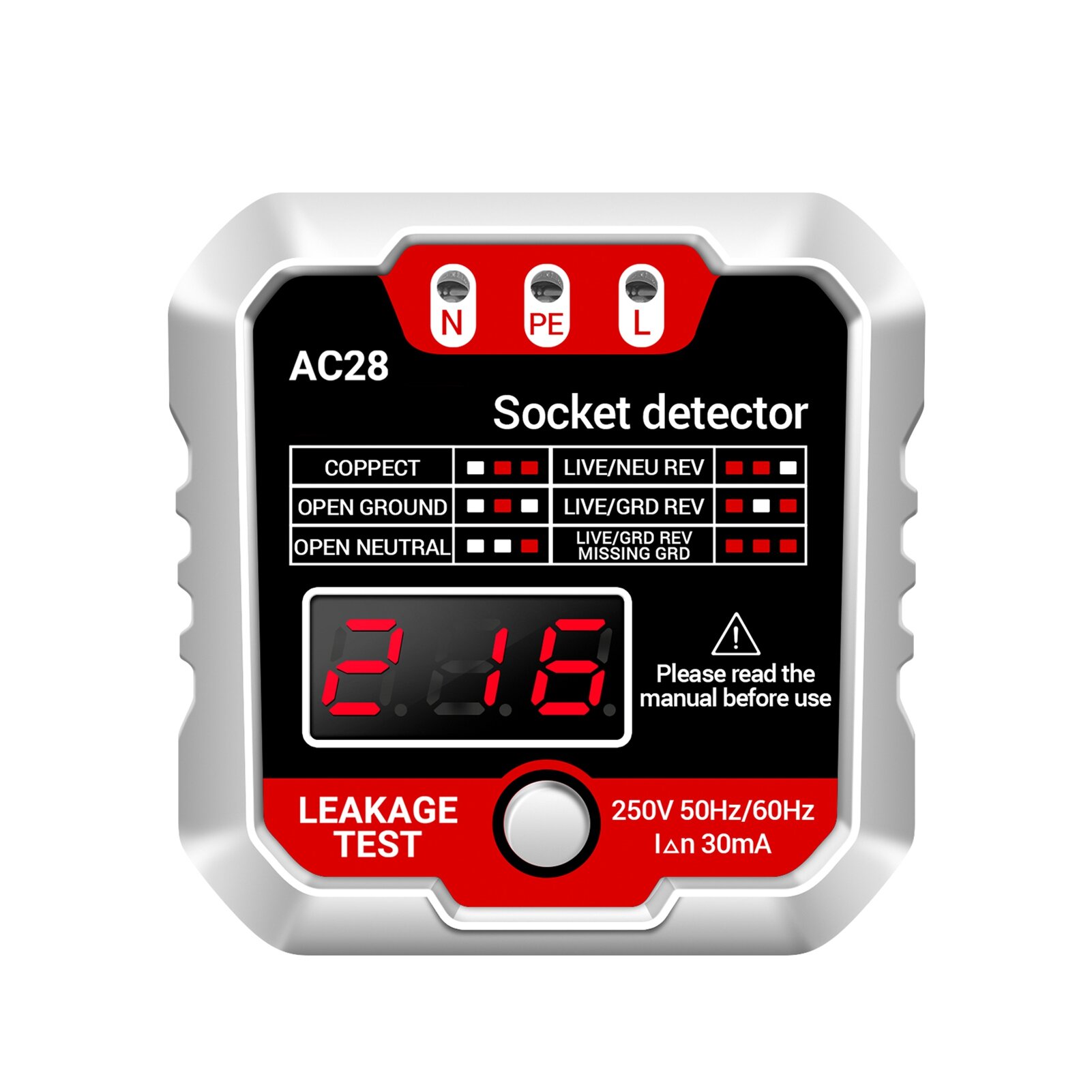 Тестер розеток ANENG с ЖК-дисплеем напряжения, проверка розеток 250 В, автоматическая проверка полярности цепи, проверка вилок, электроинструменты.