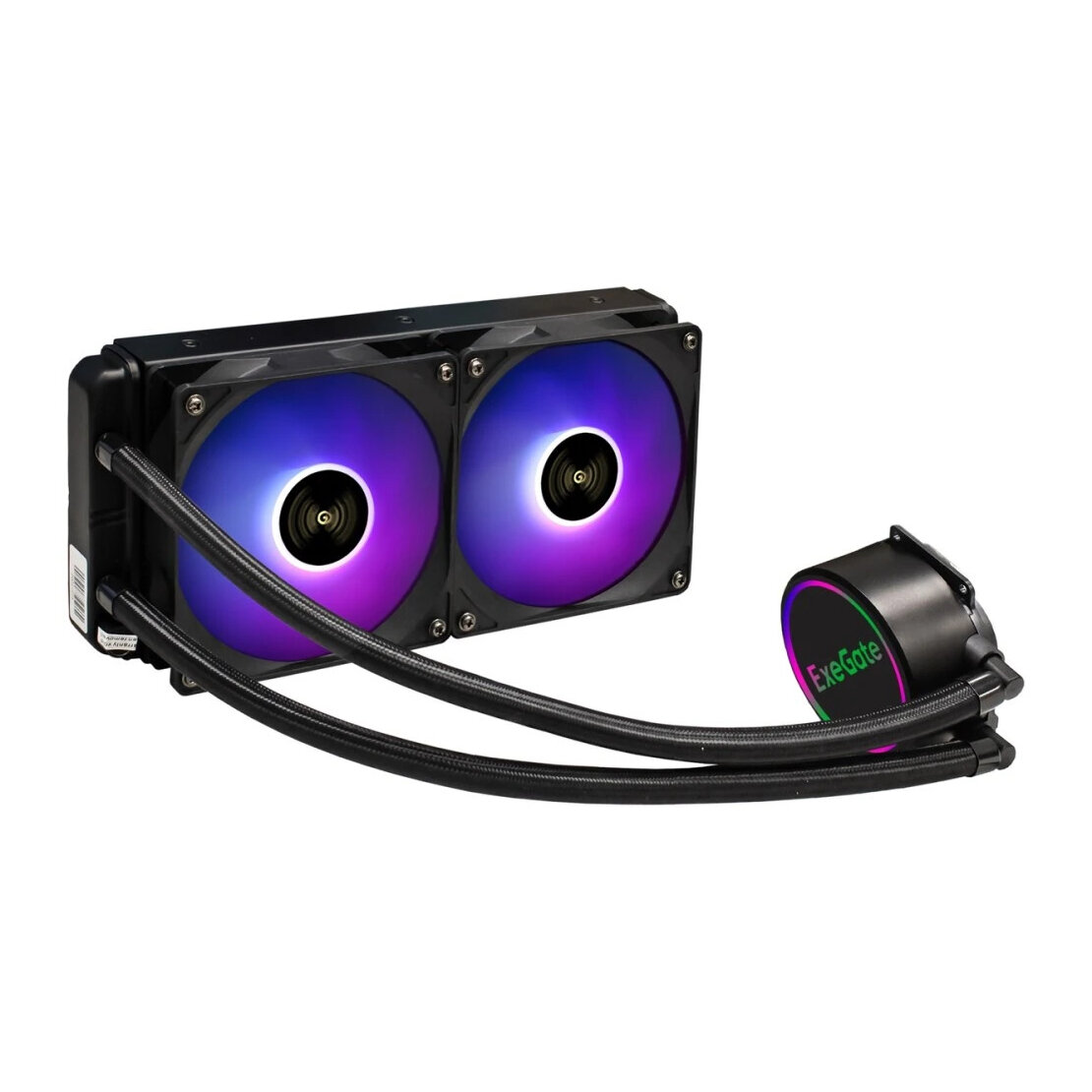 СВО ExeGate BlackWater-240V2. PWM. RGB, 120 мм, 2000 об/мин, гидродинамический, черный