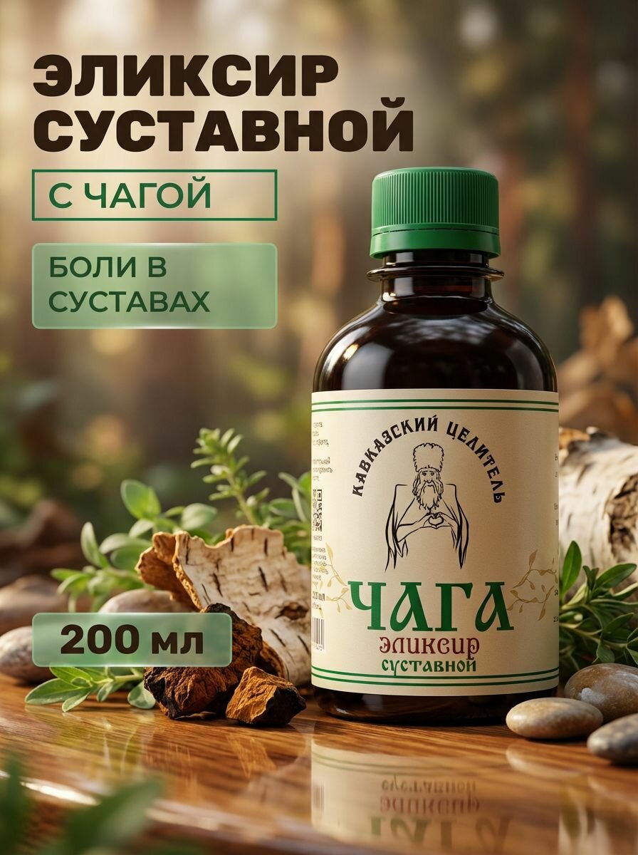 Эликсир Суставной с Чагой для эластичности и подвижности суставов, 200 мл