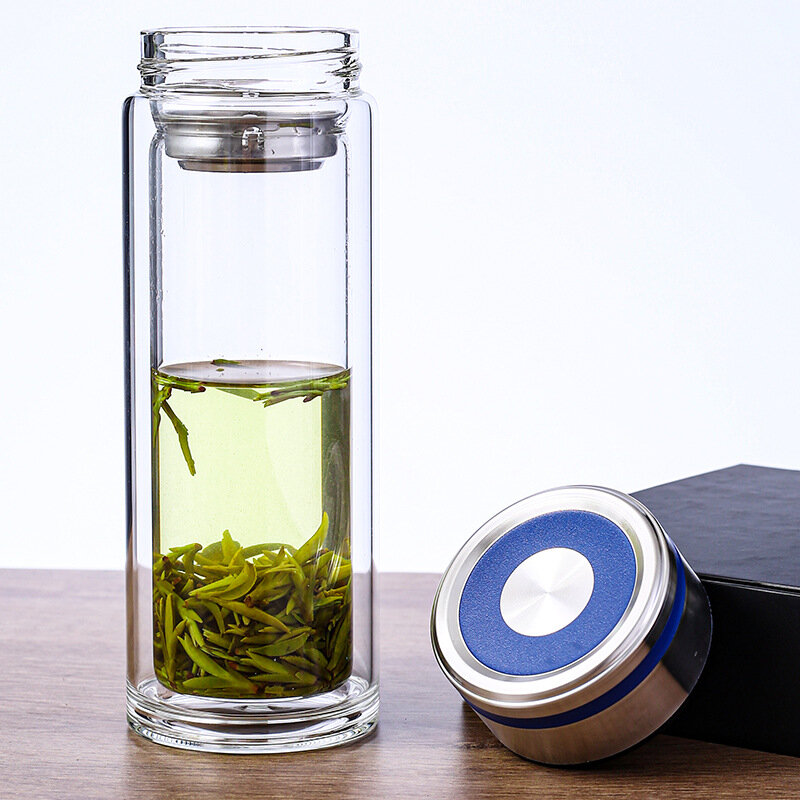 Промо-кружка с гравировкой, печатью логотипа, рекламная стеклянная кружка, оптовая продажа, двухслойная стеклянная кружка