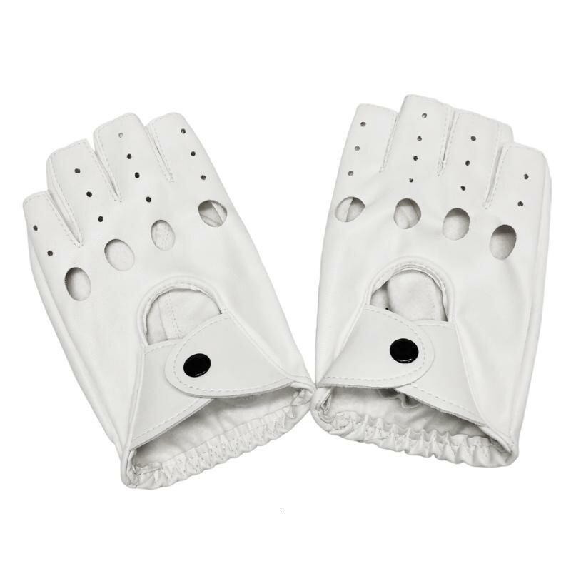 Женские полые сетчатые перчатки без пальцев на полпальца Harajuku punk для фотосъемки выступлений в ночном клубе-белый