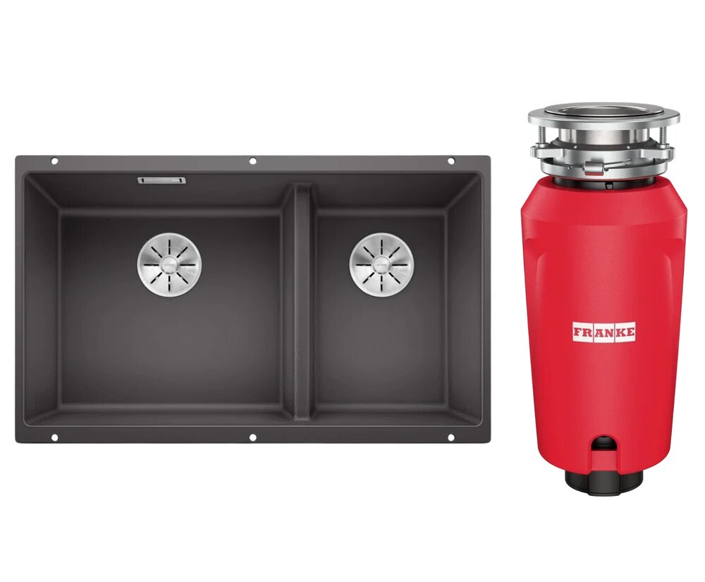 Комплект Мойка Blanco Subline 430/270-U 75x46, темная скала, искусственный гранит / Измельчитель Franke 134.0715.096 механический
