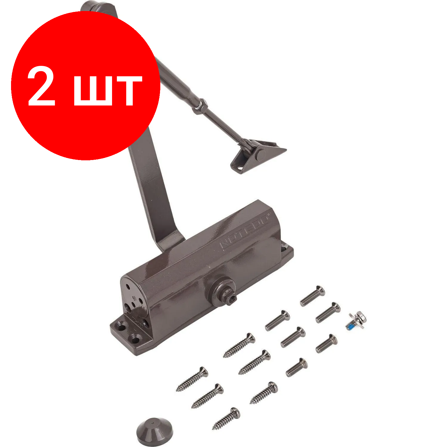 Комплект 2 штук, Доводчик дверной NOTEDO DC-080 BROWN 60-120 кг корич. (10)