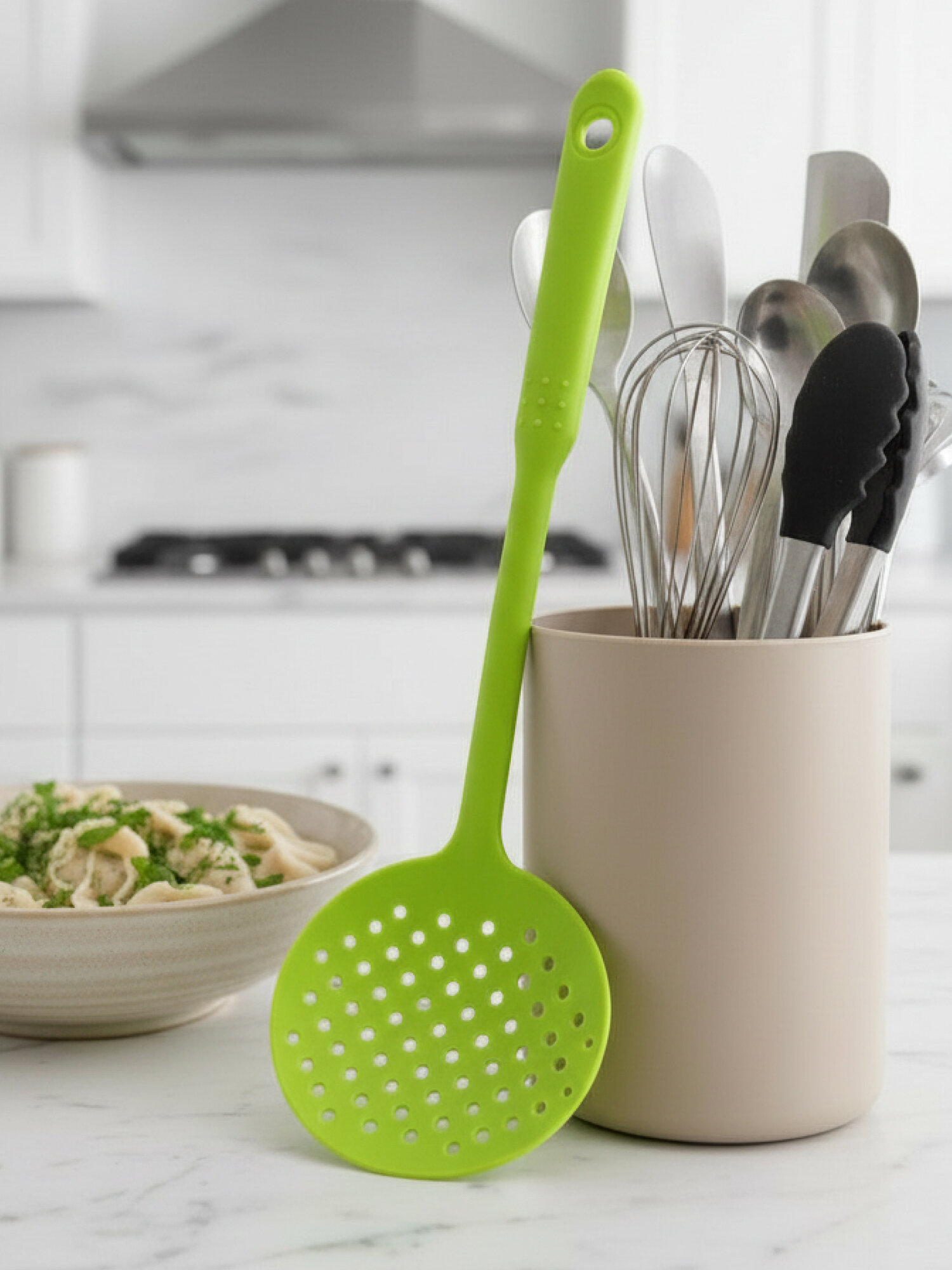 Шумовка нейлоновая HouseLoft Fresh Y4-11199 кухонная для антипригарного покрытия, цвет лайм, зеленая, навеска