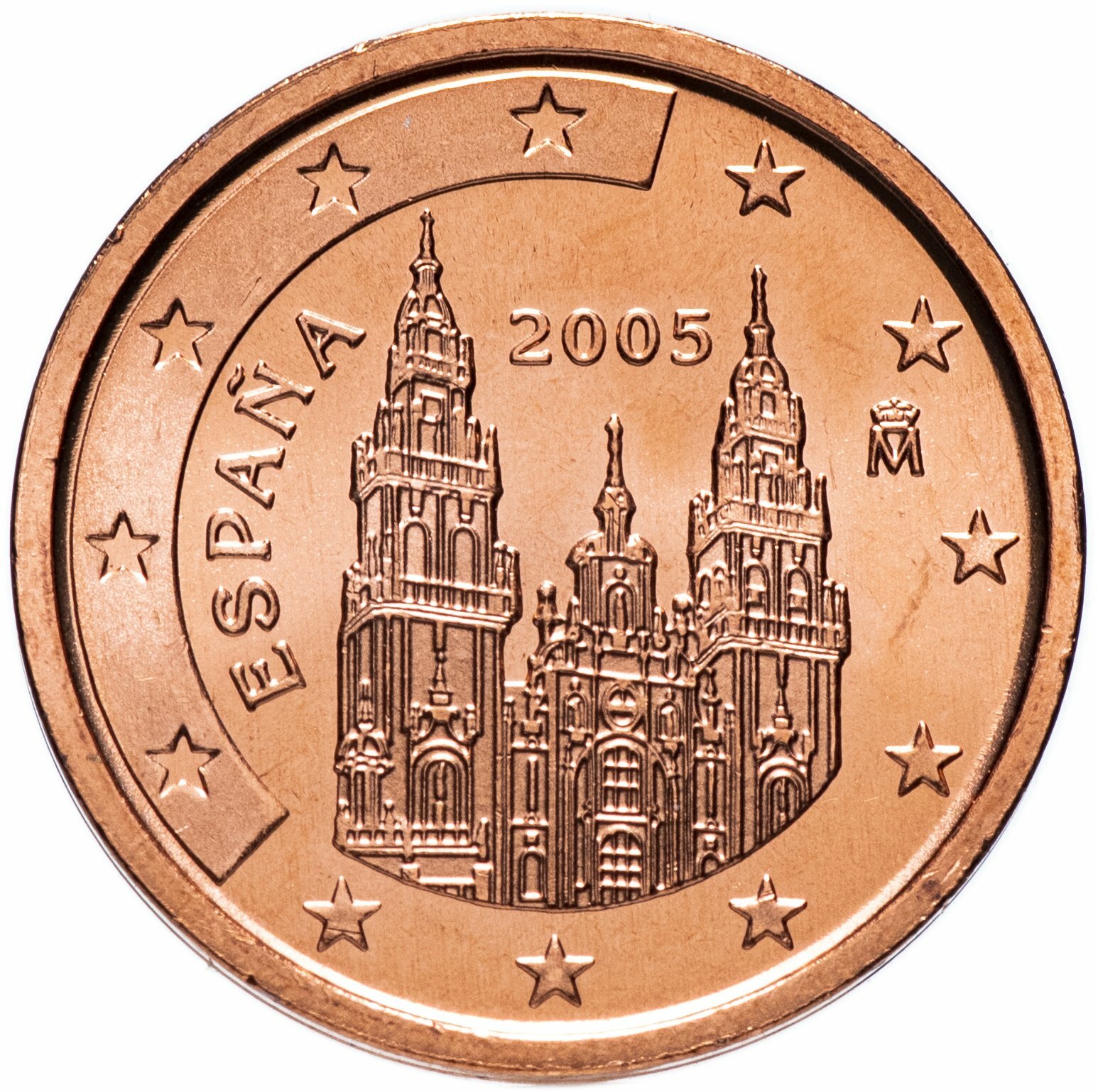 Испания 2 евроцента cents 2005, Сталь, в сохранности UNC