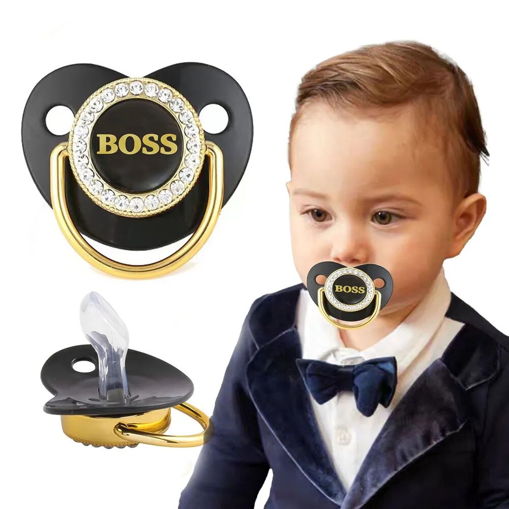Пустышка BOSS Baby с пылезащитным чехлом, блестящая ромбовидная форма, силиконовый материал, не содержит бисфенола А, подарок на день рождения