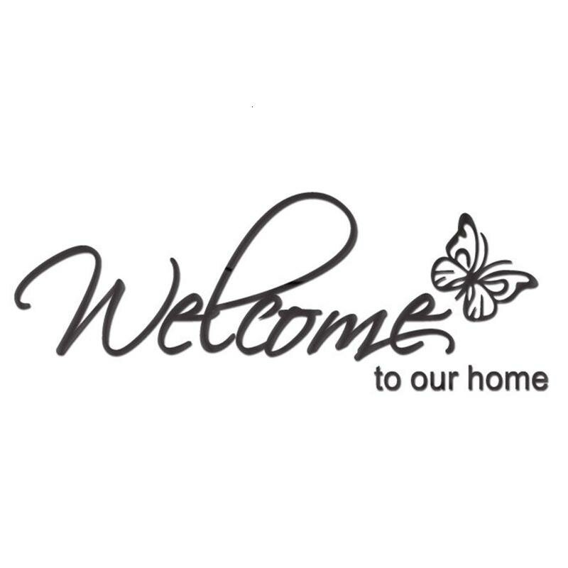 Зеркальные наклейки на стену с надписью «Добро пожаловать домой», Черный