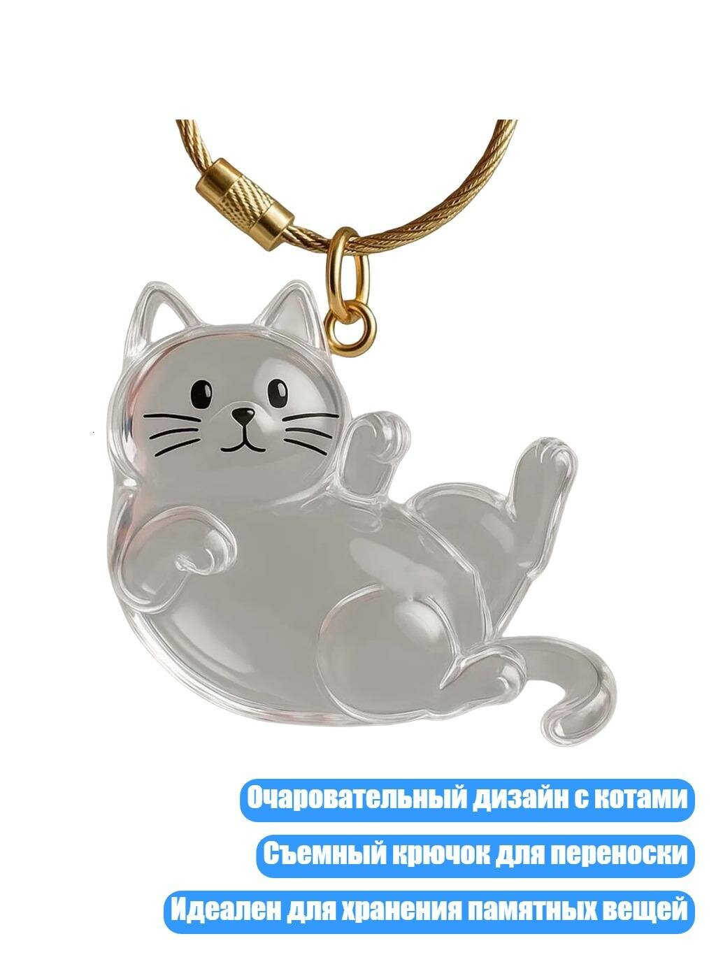 Акриловая коробка для хранения с котом и брелком, Стиль B