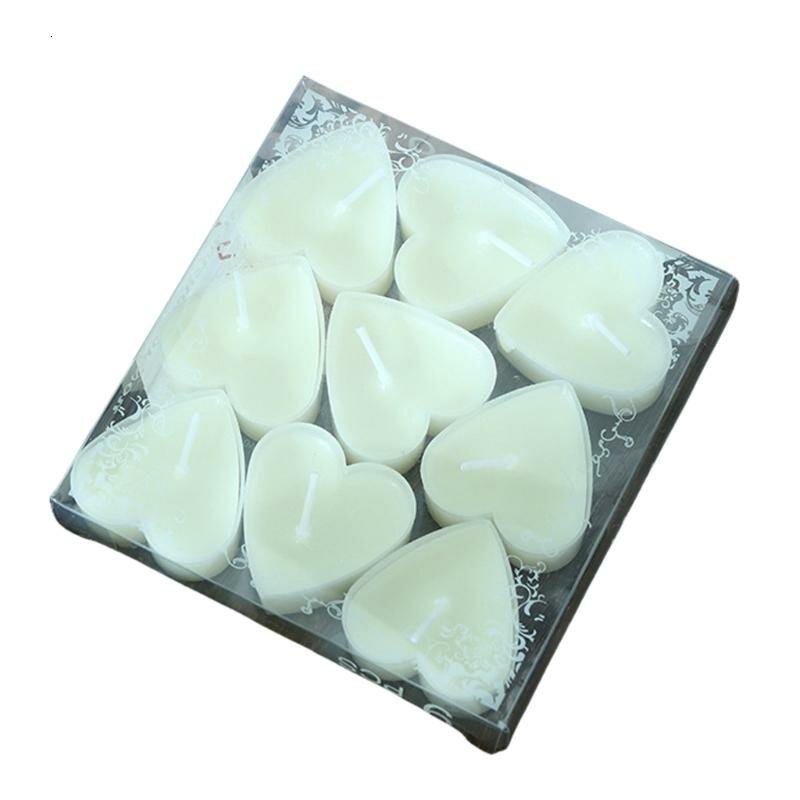 Новогодние свечи-таблетки 9 шт, разные цвета, Белый