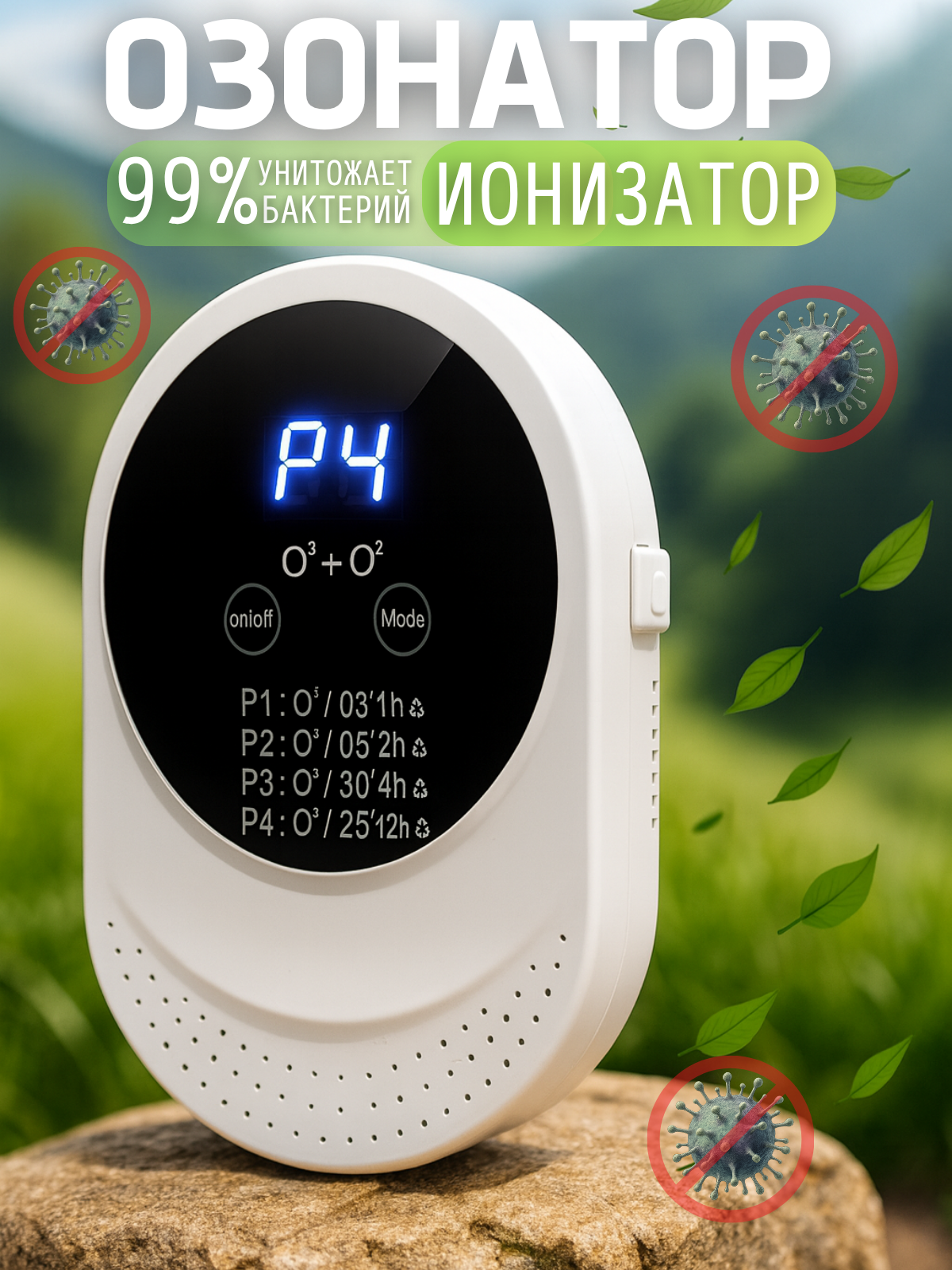 Озонатор ионизатор очиститель воздуха для дома и квартиры, белый