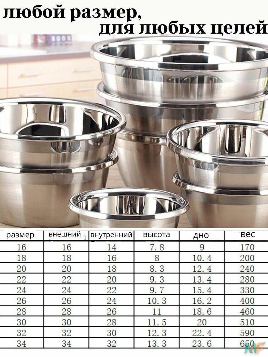 Миска металлический 6000 мл серебристый, 1 шт