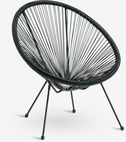 Кресло-шезлонг из стали и полиэтилена Jysk UBBERUP, цвет черный 72 х 83 х 80 см.