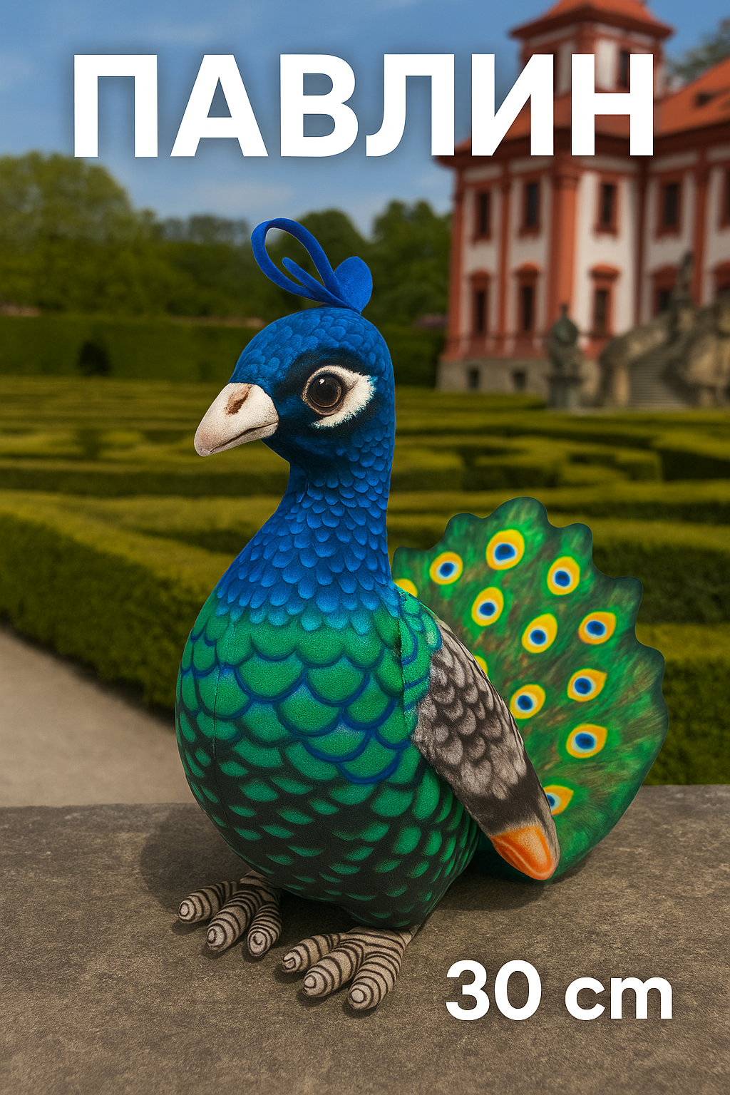 Мягкая игрушка Good Toys "Павлин", 30 см, искусственный мех, птицы