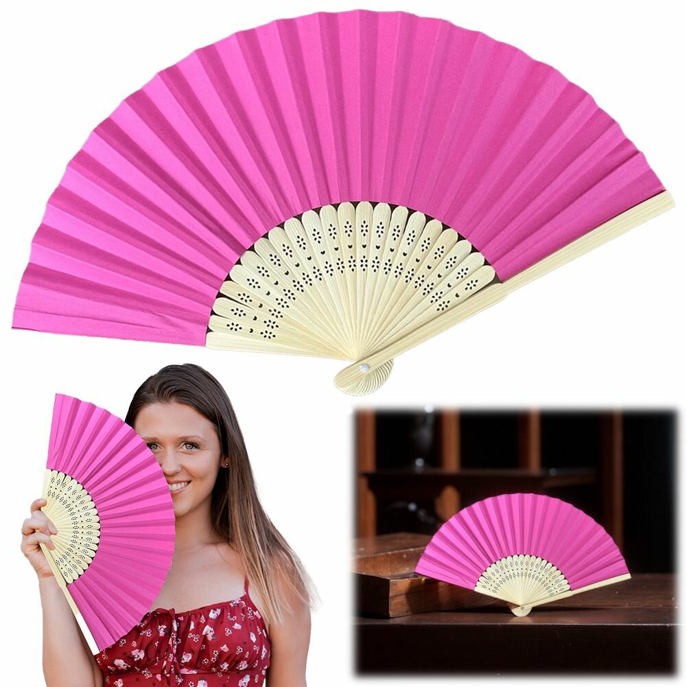 Складной веер Однотонный бамбуковый бумажный веер