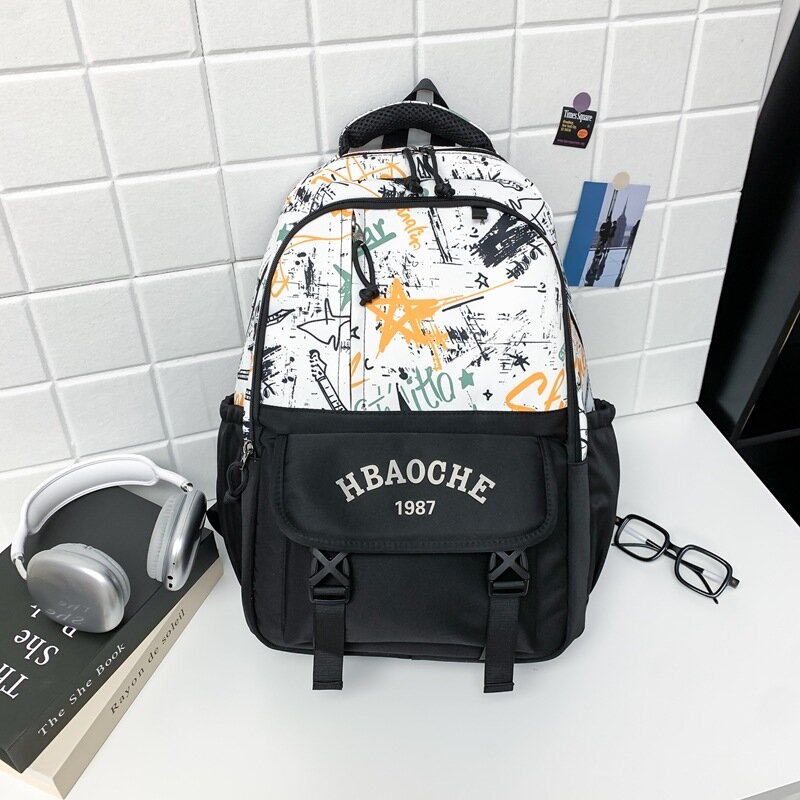 2026 Лесной стиль INS Свежий большой объем Высококачественный граффити рюкзак для девочек в средней школе, старшей школе и колледже, двойной плечевой дорожный рюкзак