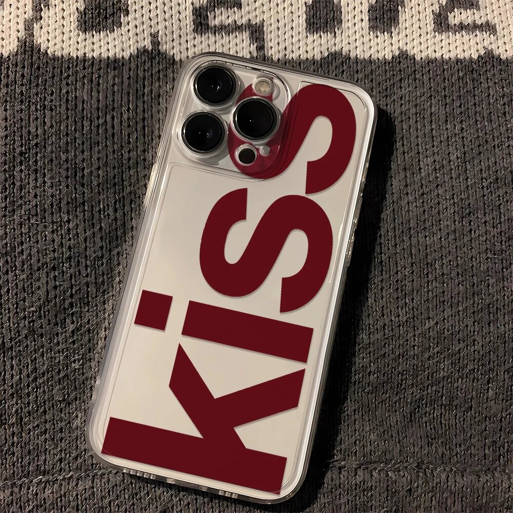 Чехлы Kiss English для iPhone 17, 16, 15, 14 Plus, 13, 12, 11 Pro Max Красный, 1, For iphone 15 Pro