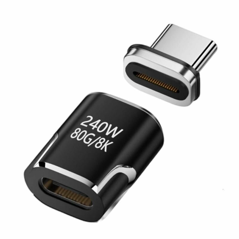 Мини магнитный адаптер Type-C 240W 80Gbps, Черный