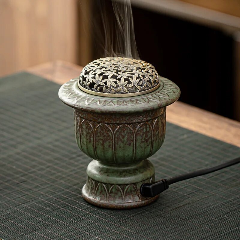 Электрическая курильница для благовоний, керамика, Greenish-blue