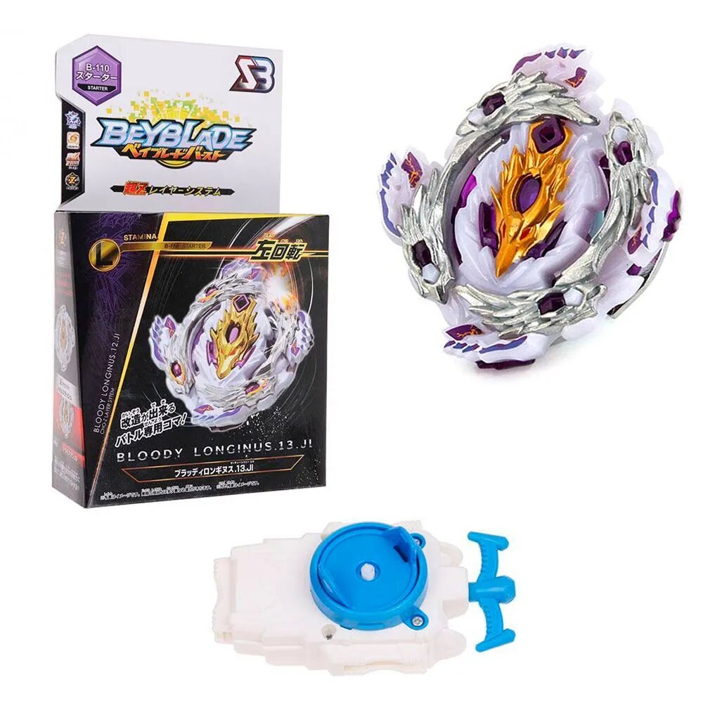 Волчок Бейблэйд Bloody Longinus Кровавый Луинор B-110 с пусковым устройством и рукояткой, игрушка для детей бейблейд, блейды, блэйд бёрст-.-1-11